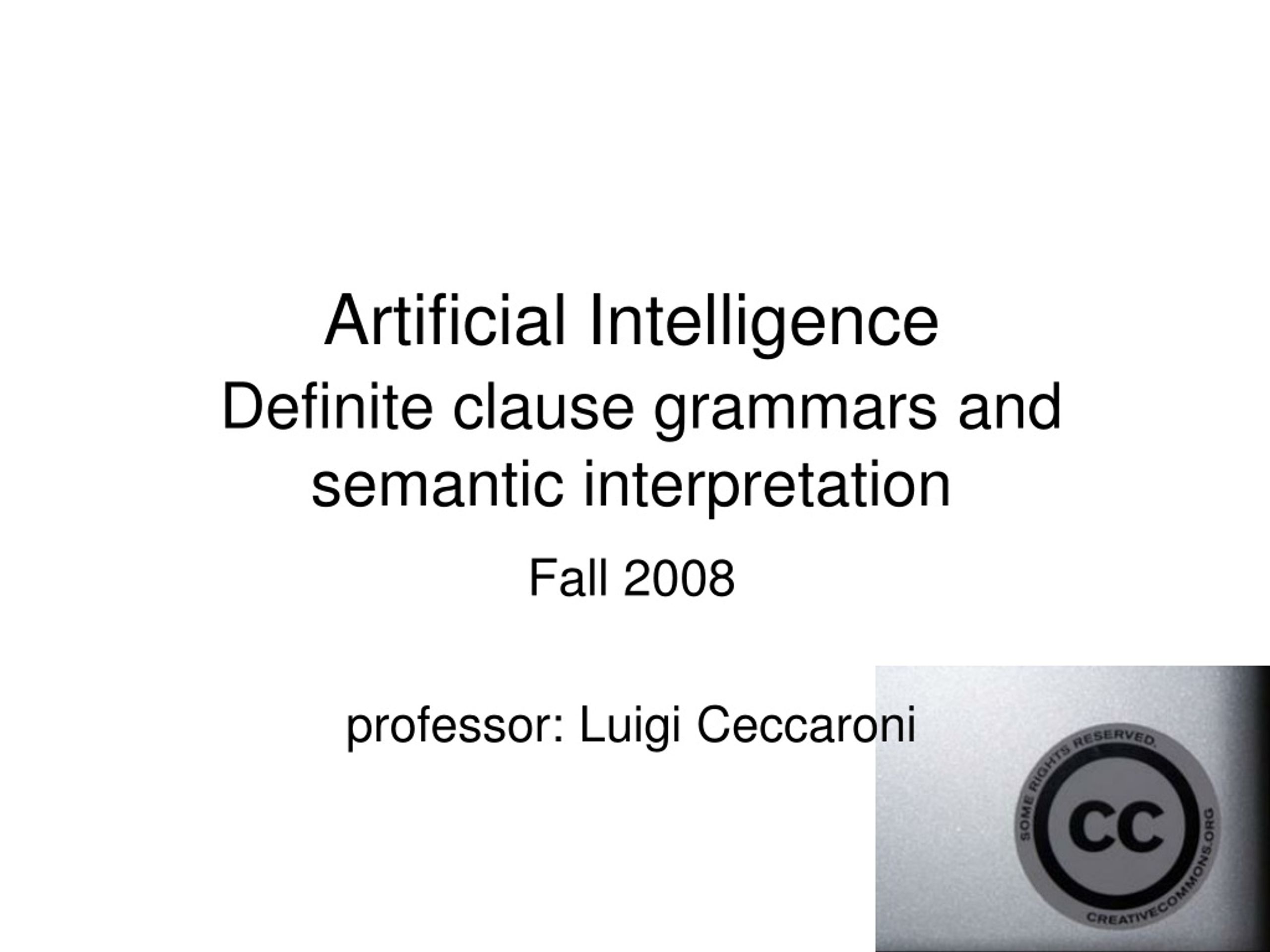 PPT - Artificial Intelligence Definite clause grammars and semantic ...