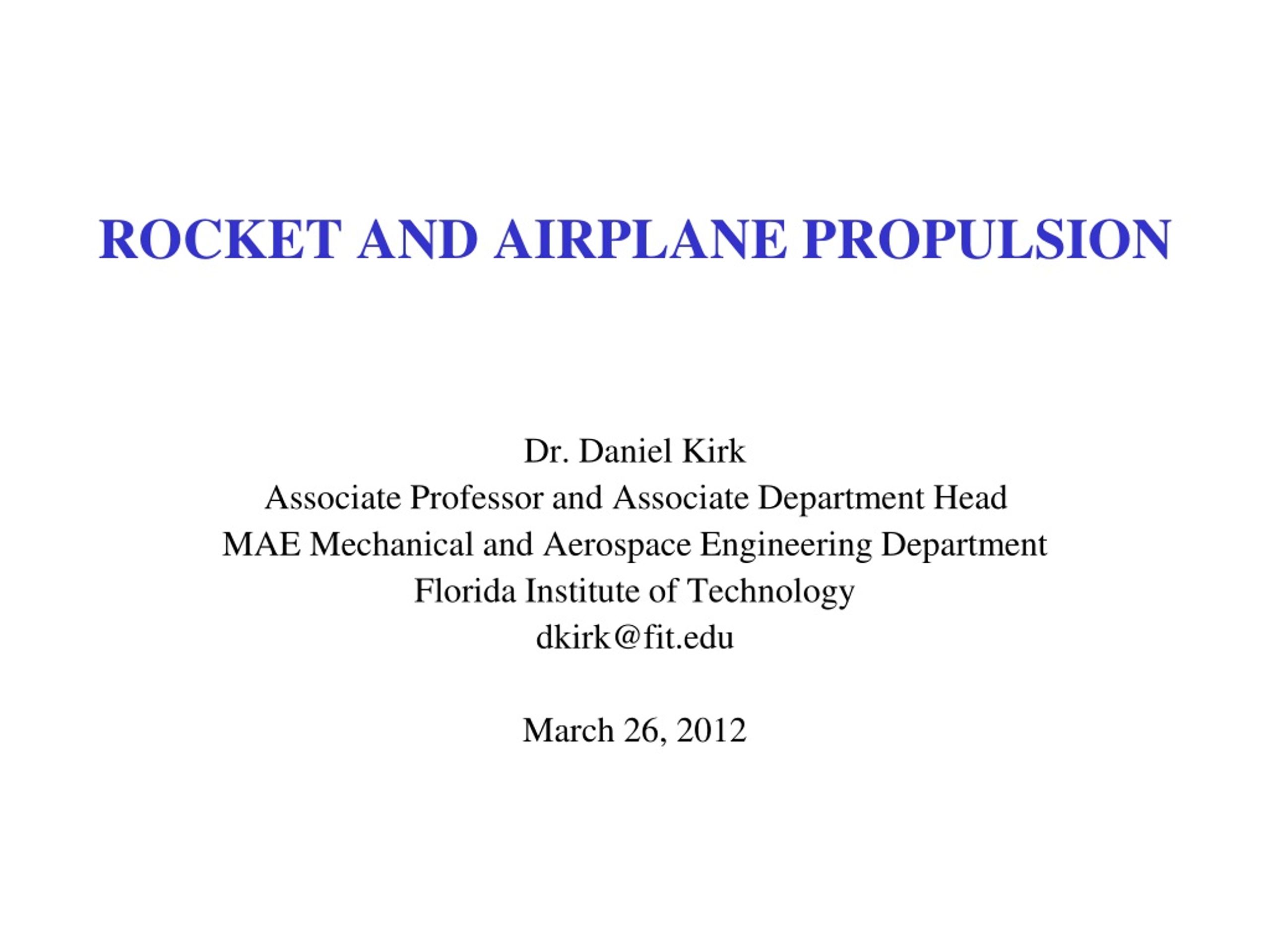 PPT - Rocket and Airplane Propulsion Overview PowerPoint Presentation ...