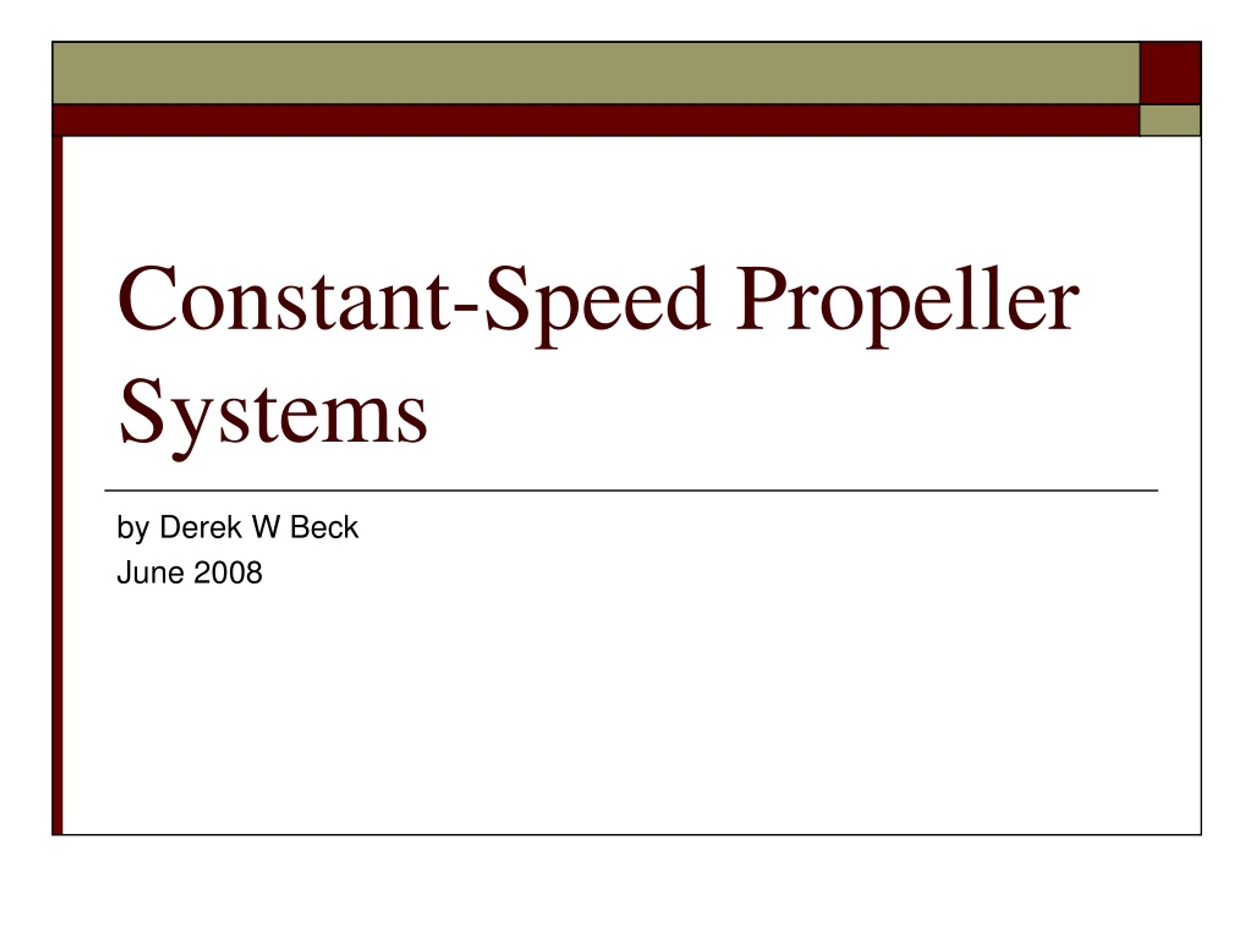 PPT - Constant-Speed Propeller Systems: Efficiency and Control ...