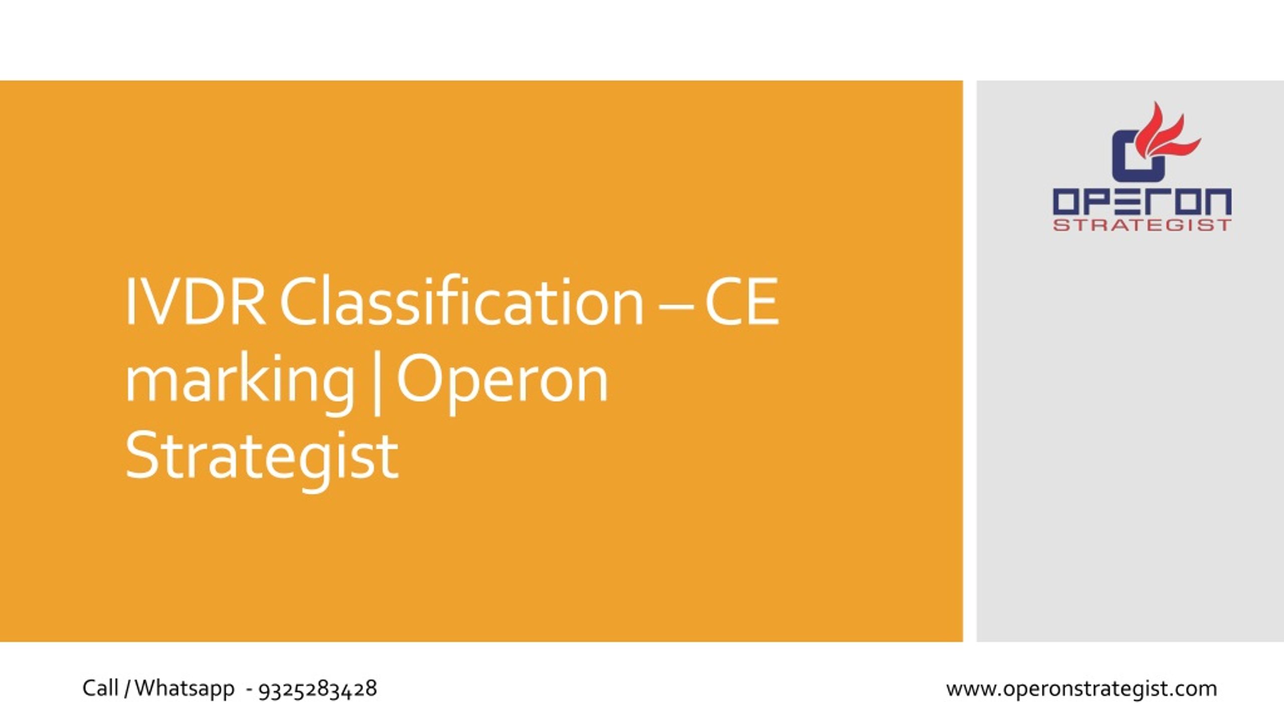 PPT - IVDR Classification - CE marking | Operon Strategist PowerPoint ...