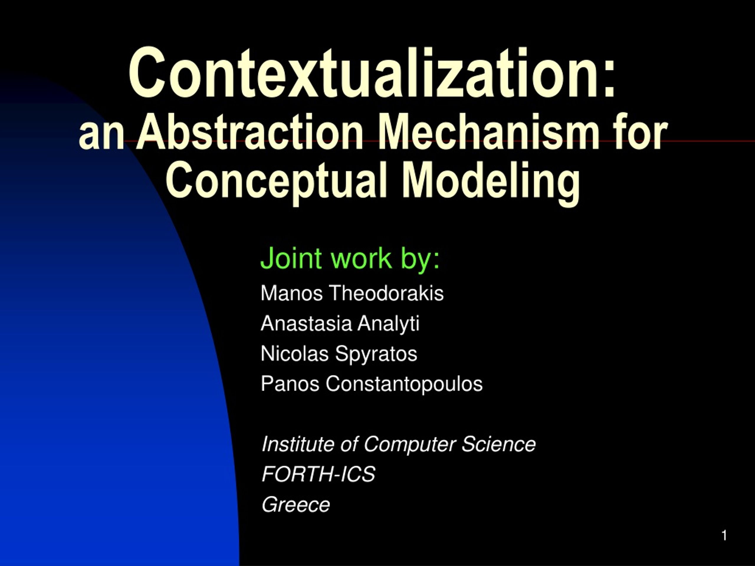 PPT - Contextualization: an Abstraction Mechanism for Conceptual Modeling PowerPoint ...