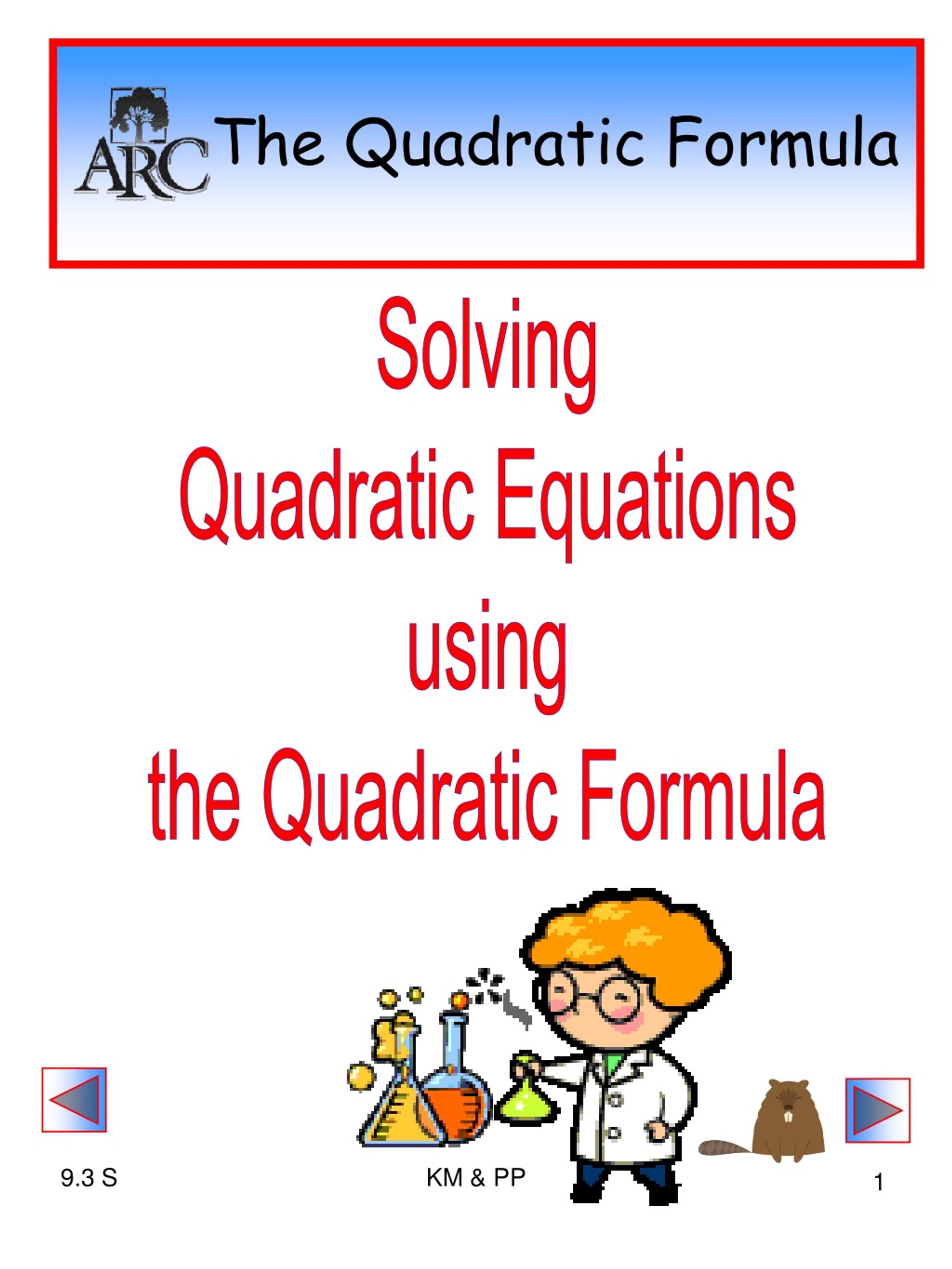 PPT - Quadratic Formula for Solving Equations PowerPoint Presentation ...