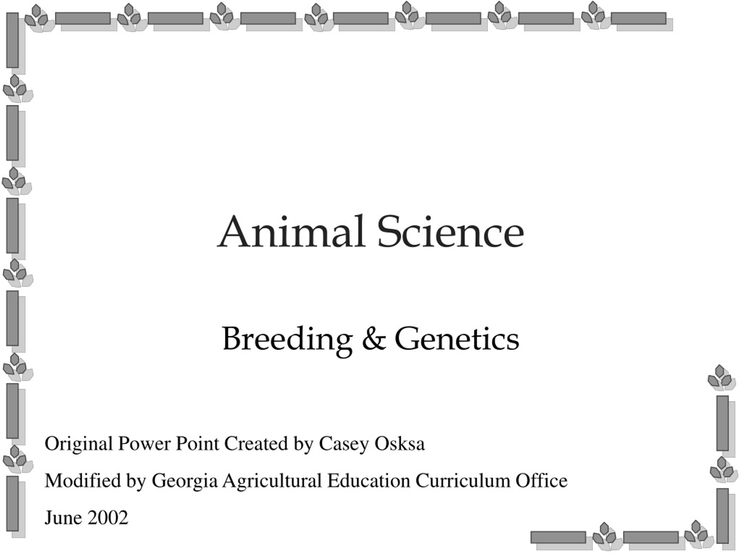 PPT - Flushing & Genetics in Animal Breeding PowerPoint Presentation ...