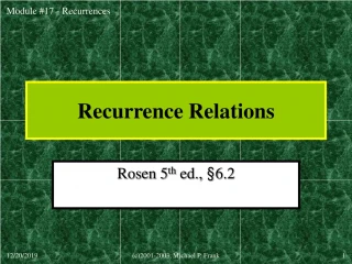 PPT - Chapter 8: Recurrence Relations PowerPoint Presentation, free ...