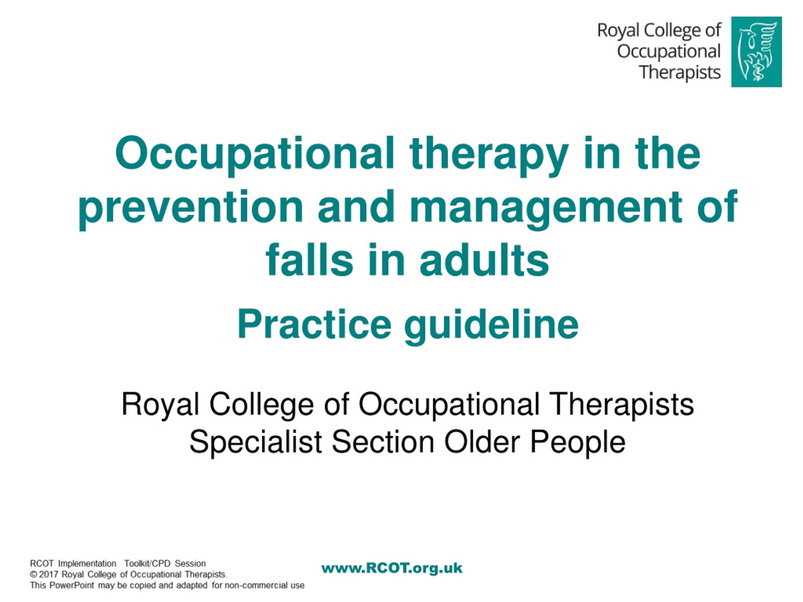 PPT - Occupational Therapy Guidelines for Falls in Adults: Practice ...