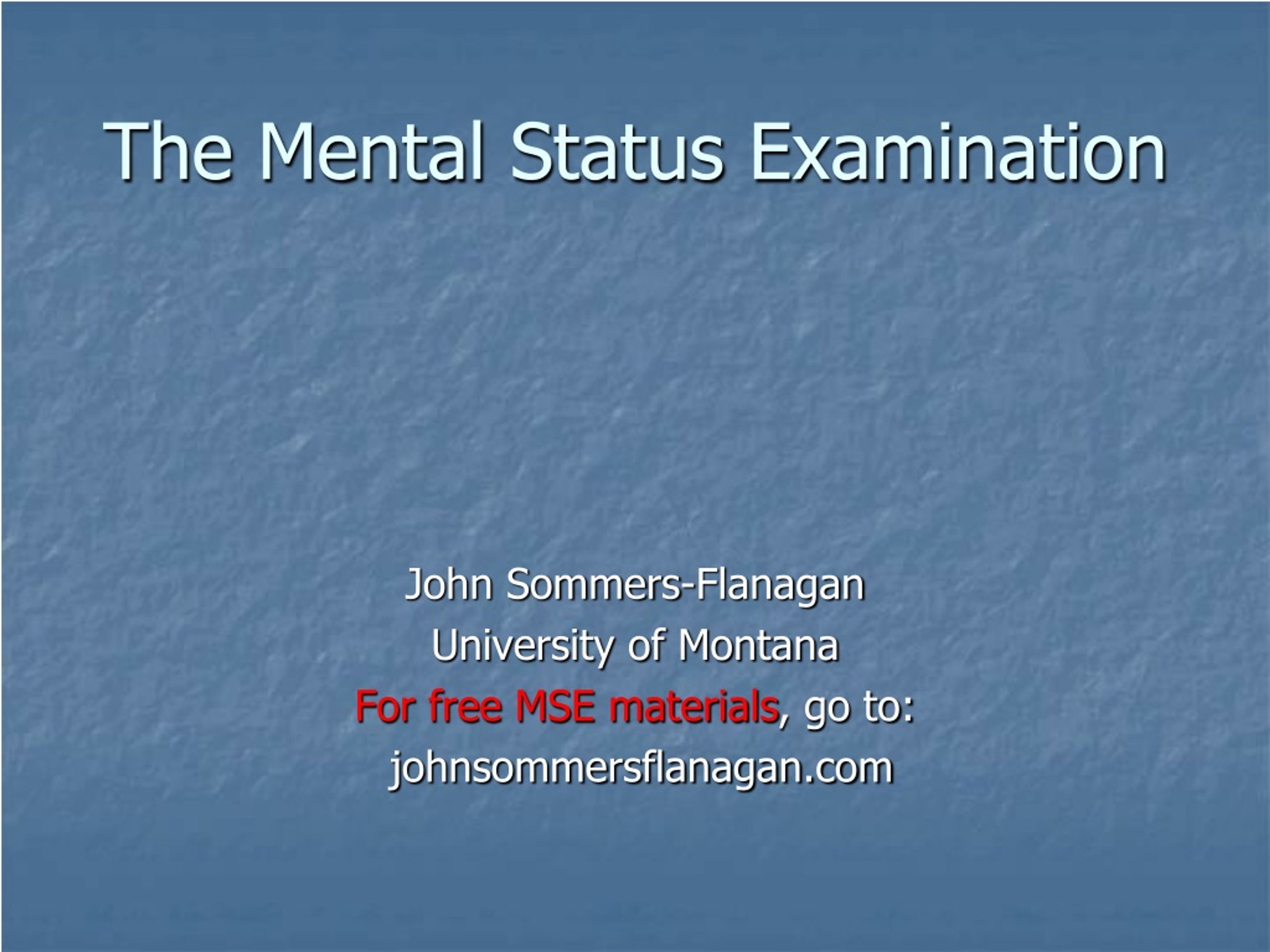 PPT - The Mental Status Examination PowerPoint Presentation, free ...