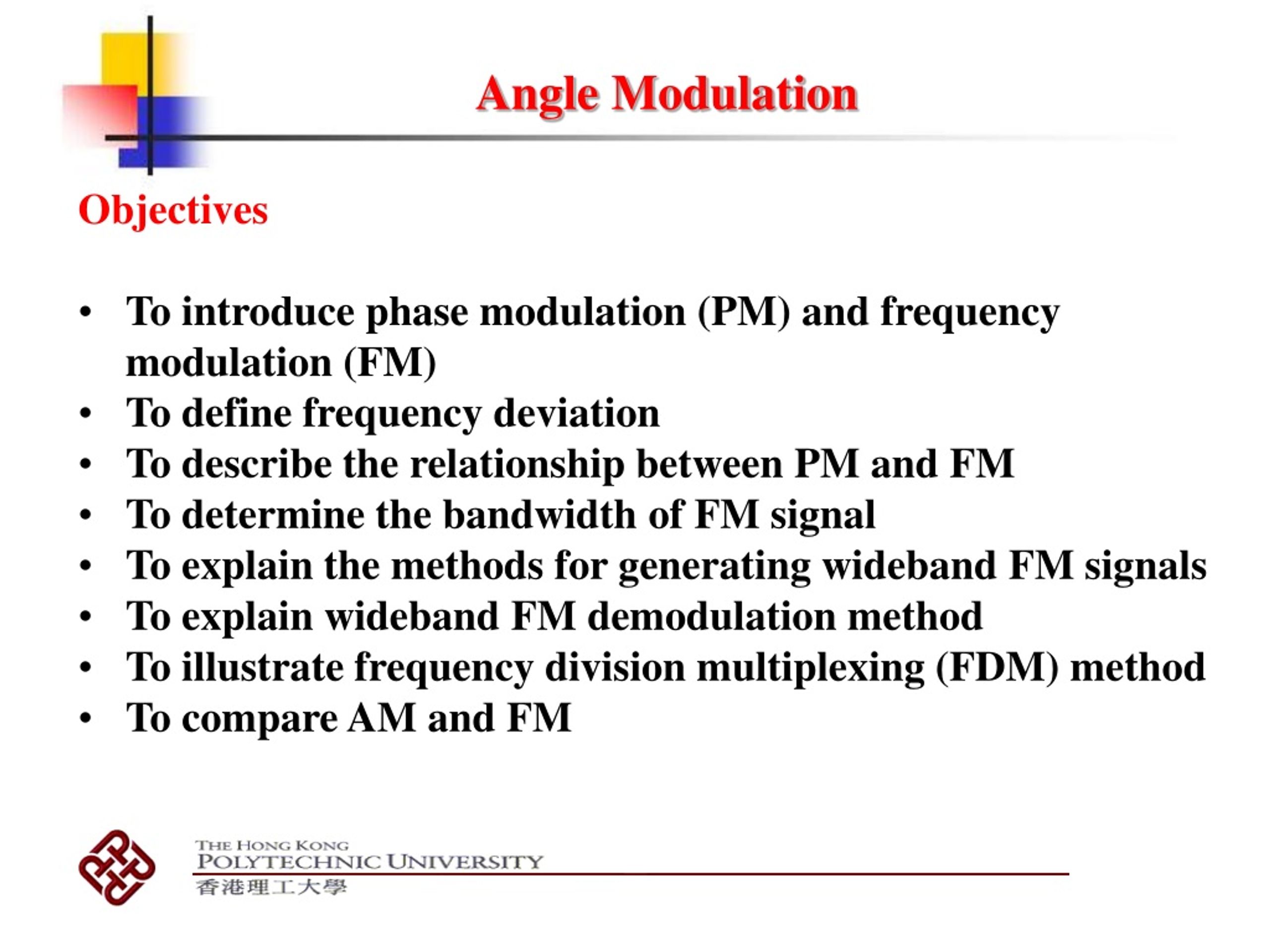 PPT - Mastering Angle Modulation: PM, FM, Bandwidth & Demodulation ...