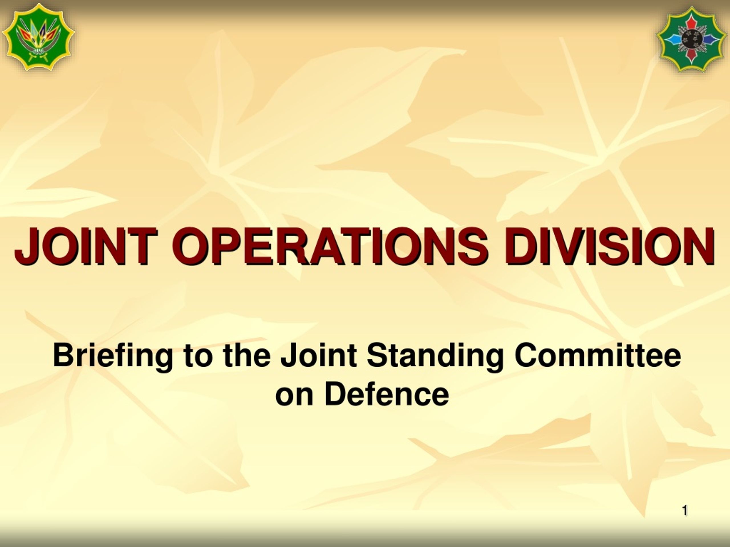 PPT - SANDF Operations Overview: Joint Operations Division Briefing ...