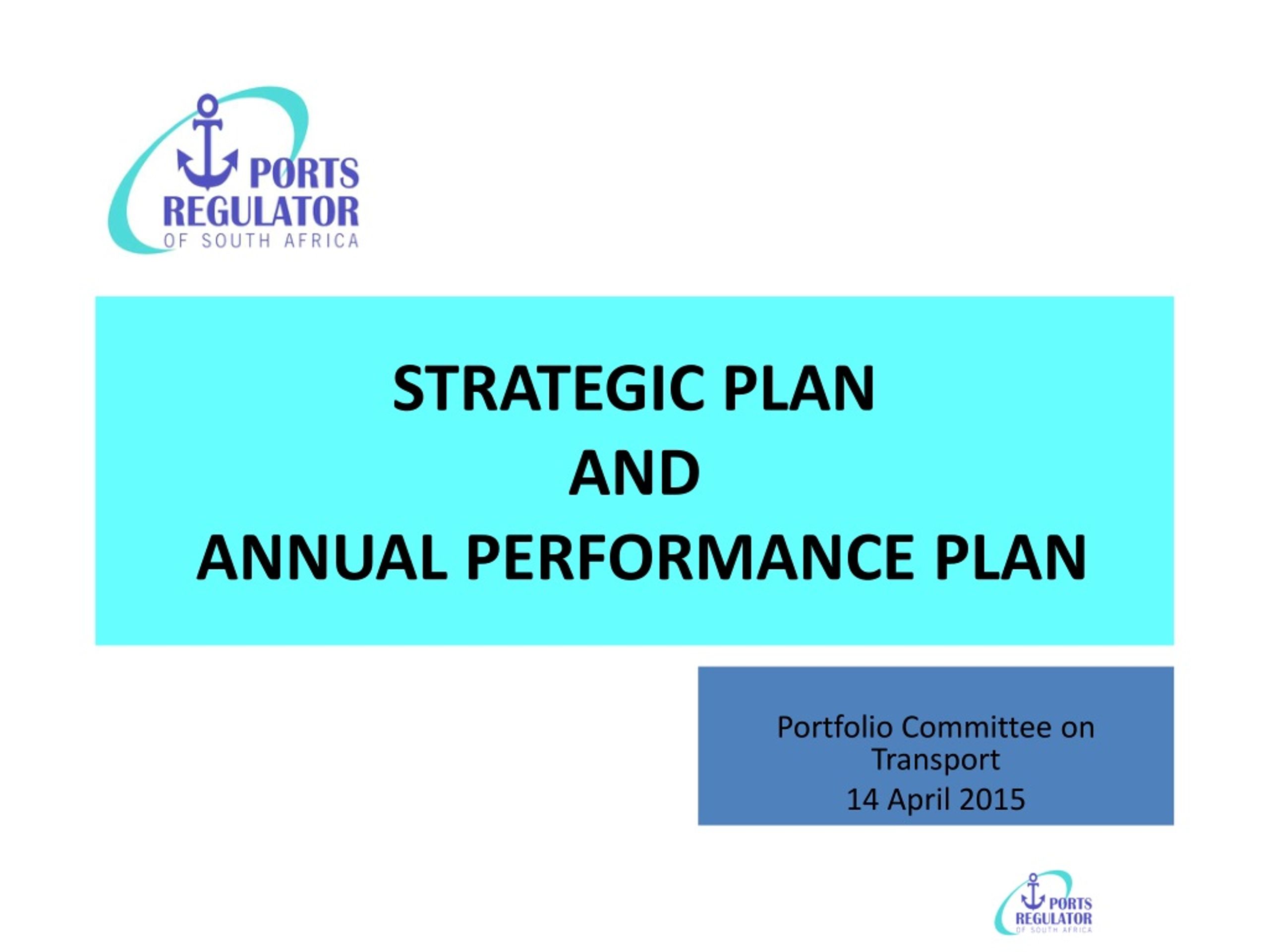 PPT - STRATEGIC PLAN AND ANNUAL PERFORMANCE PLAN PowerPoint ...