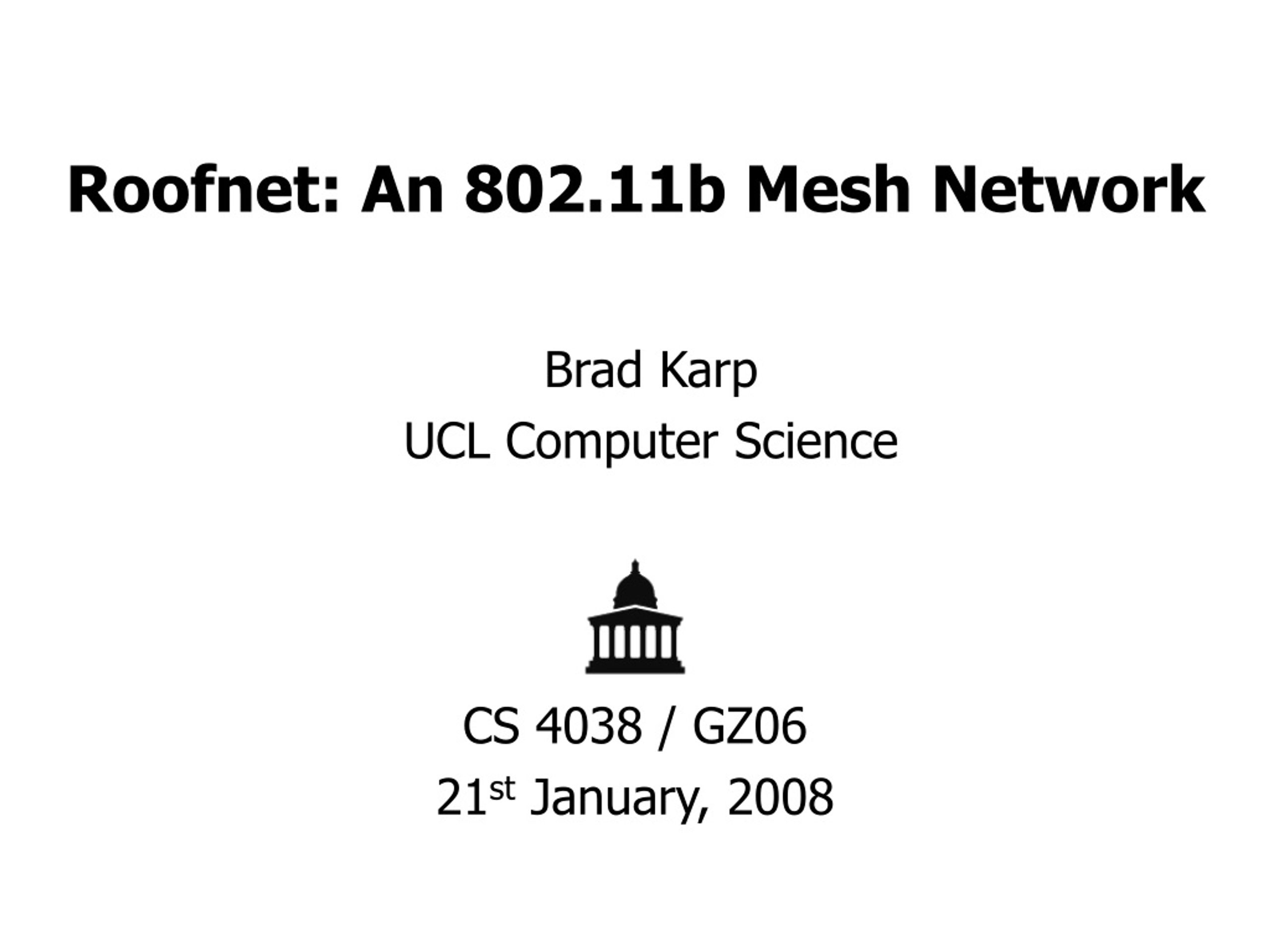 PPT - Roofnet: Design Choices for Multi-hop Mesh Network PowerPoint ...