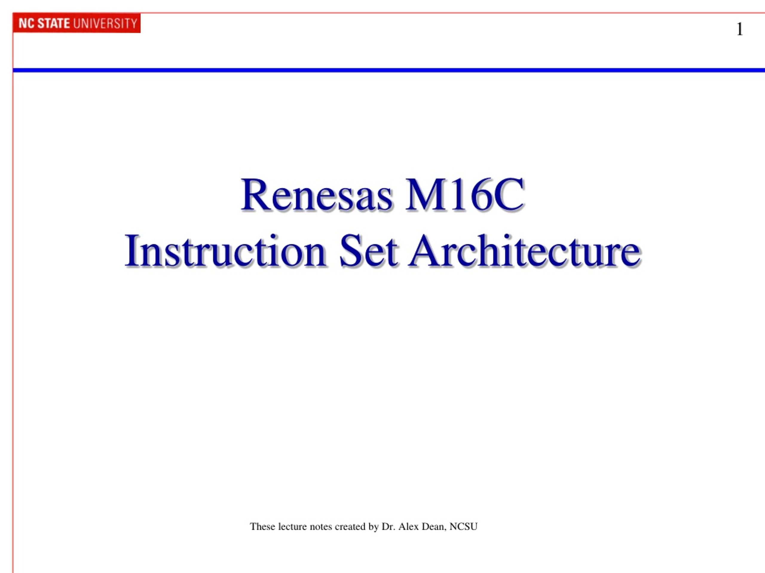PPT - Renesas M16C Instruction Set Architecture PowerPoint Presentation ...