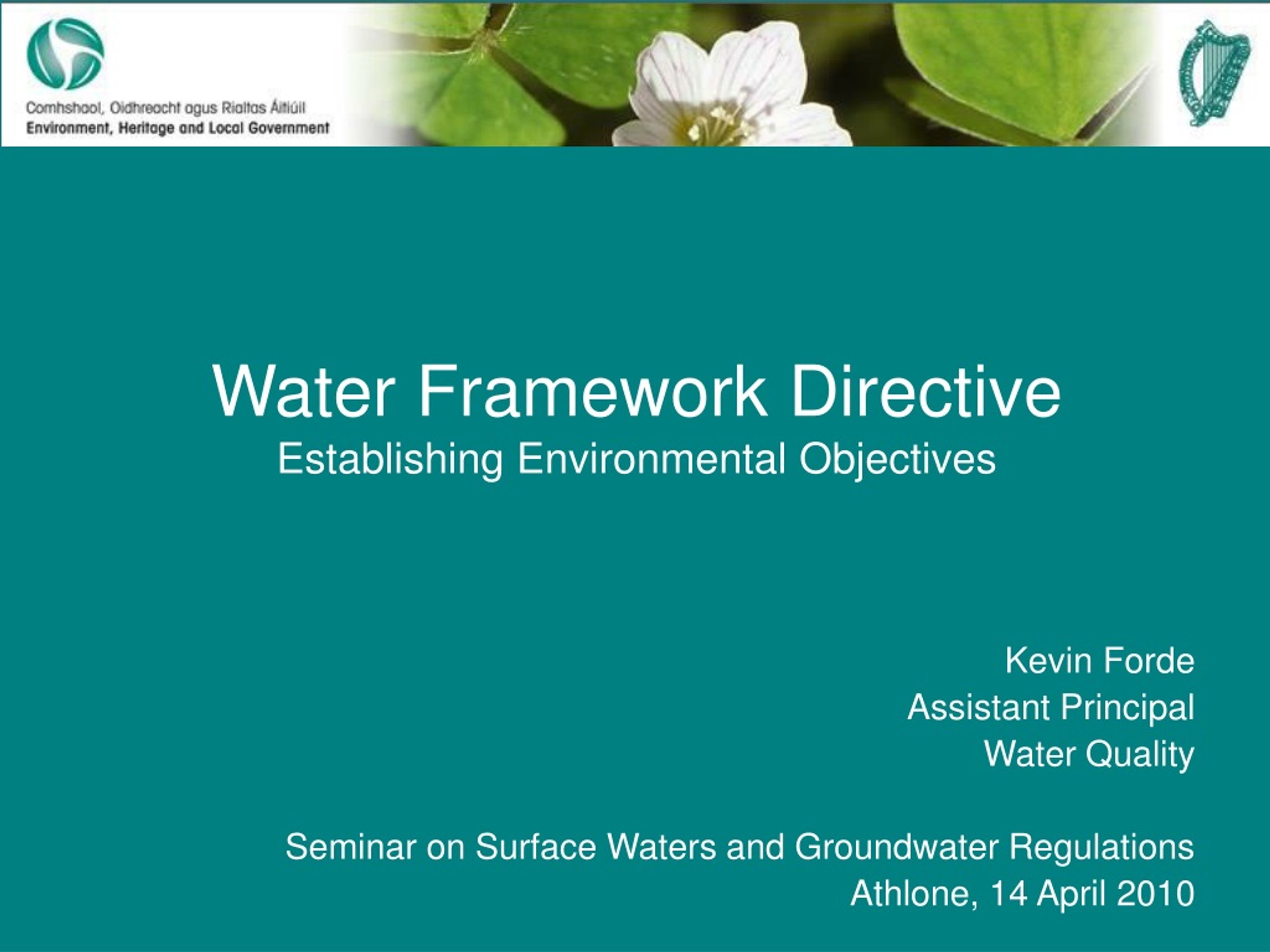 PPT - Water Framework Directive Establishing Environmental Objectives ...