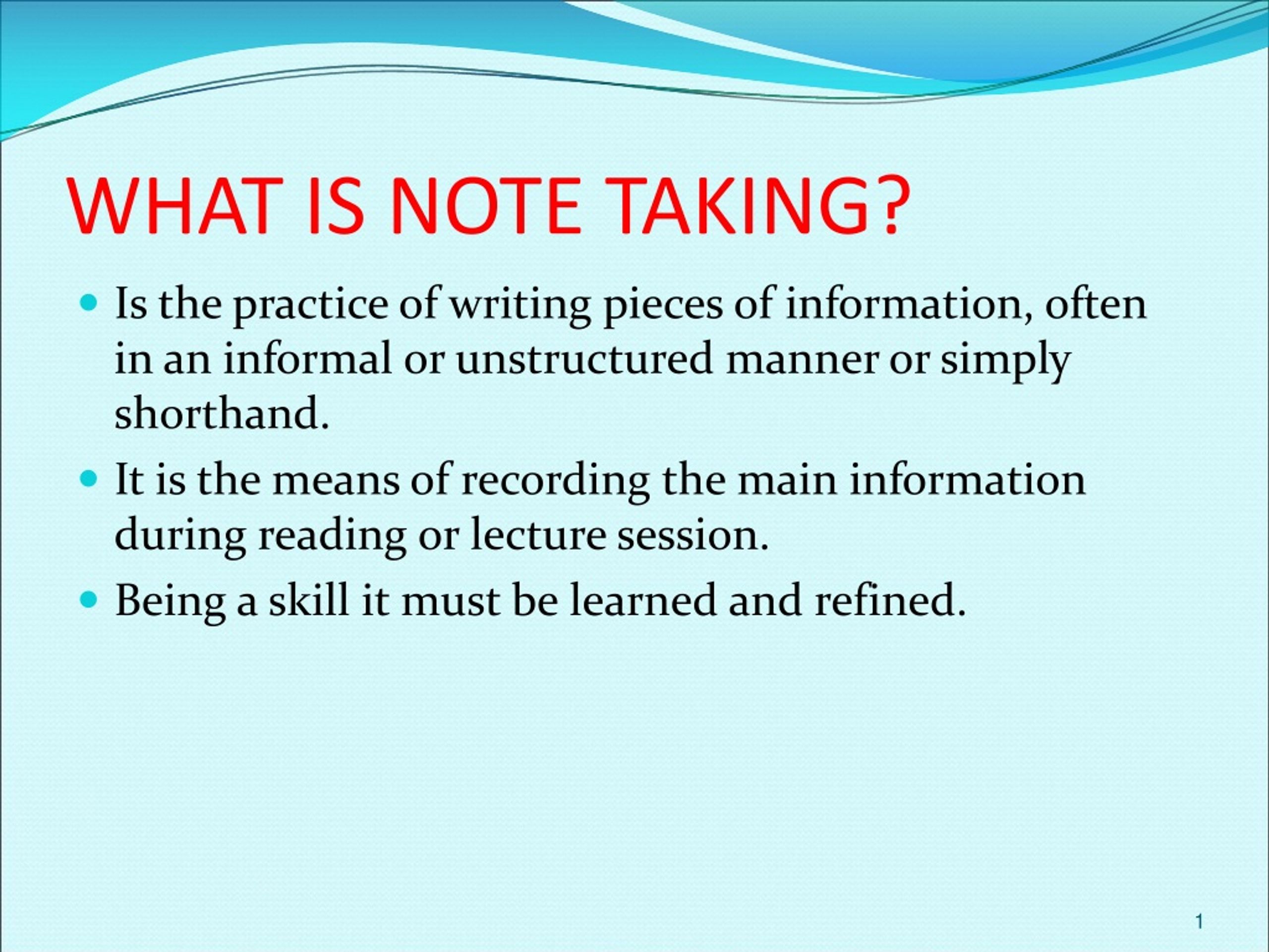 PPT - WHAT IS NOTE TAKING? PowerPoint Presentation, free download - ID ...
