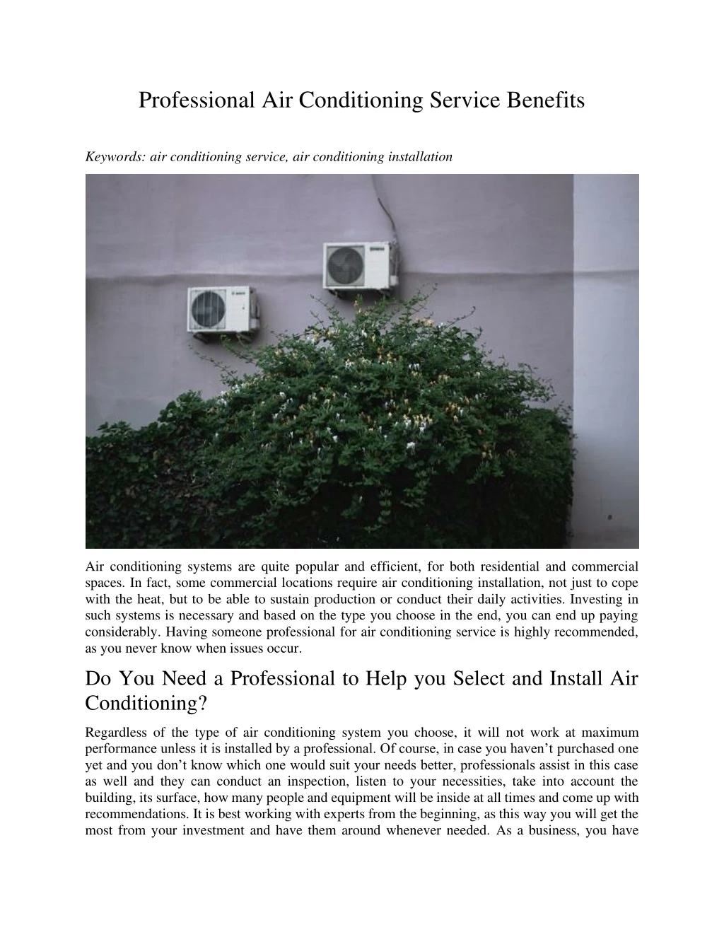 Ppt Professional Air Conditioning Service Benefits Powerpoint