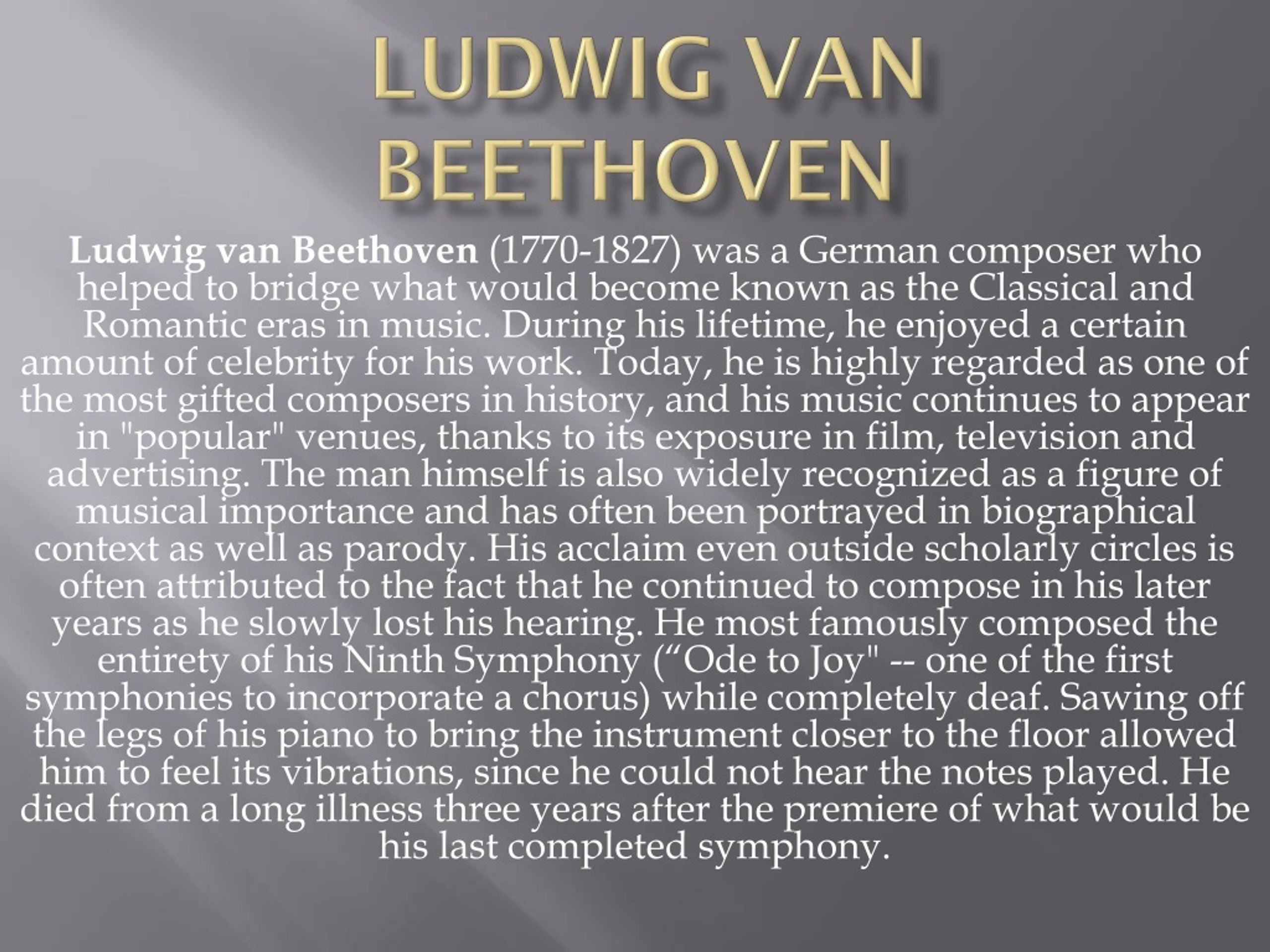 PPT - Ludwig van Beethoven PowerPoint Presentation, free download - ID ...