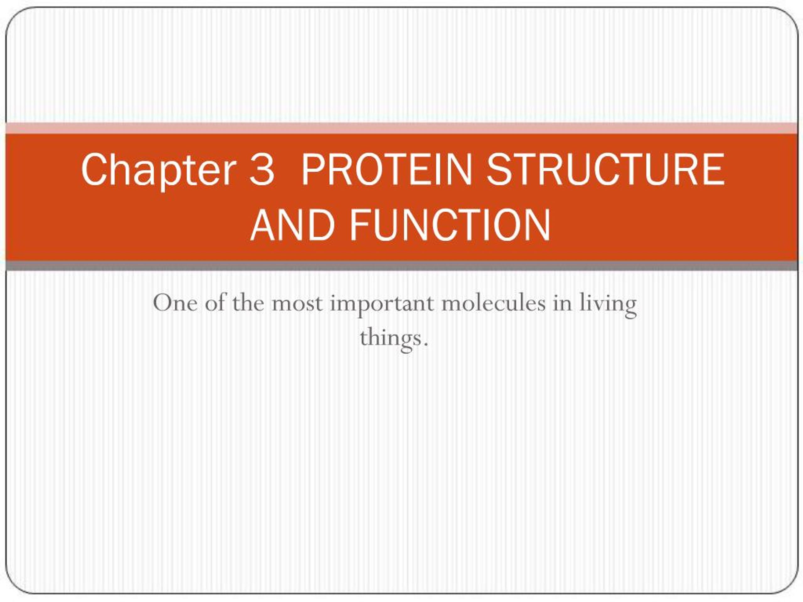 PPT - Chapter 3 PROTEIN STRUCTURE AND FUNCTION PowerPoint Presentation ...