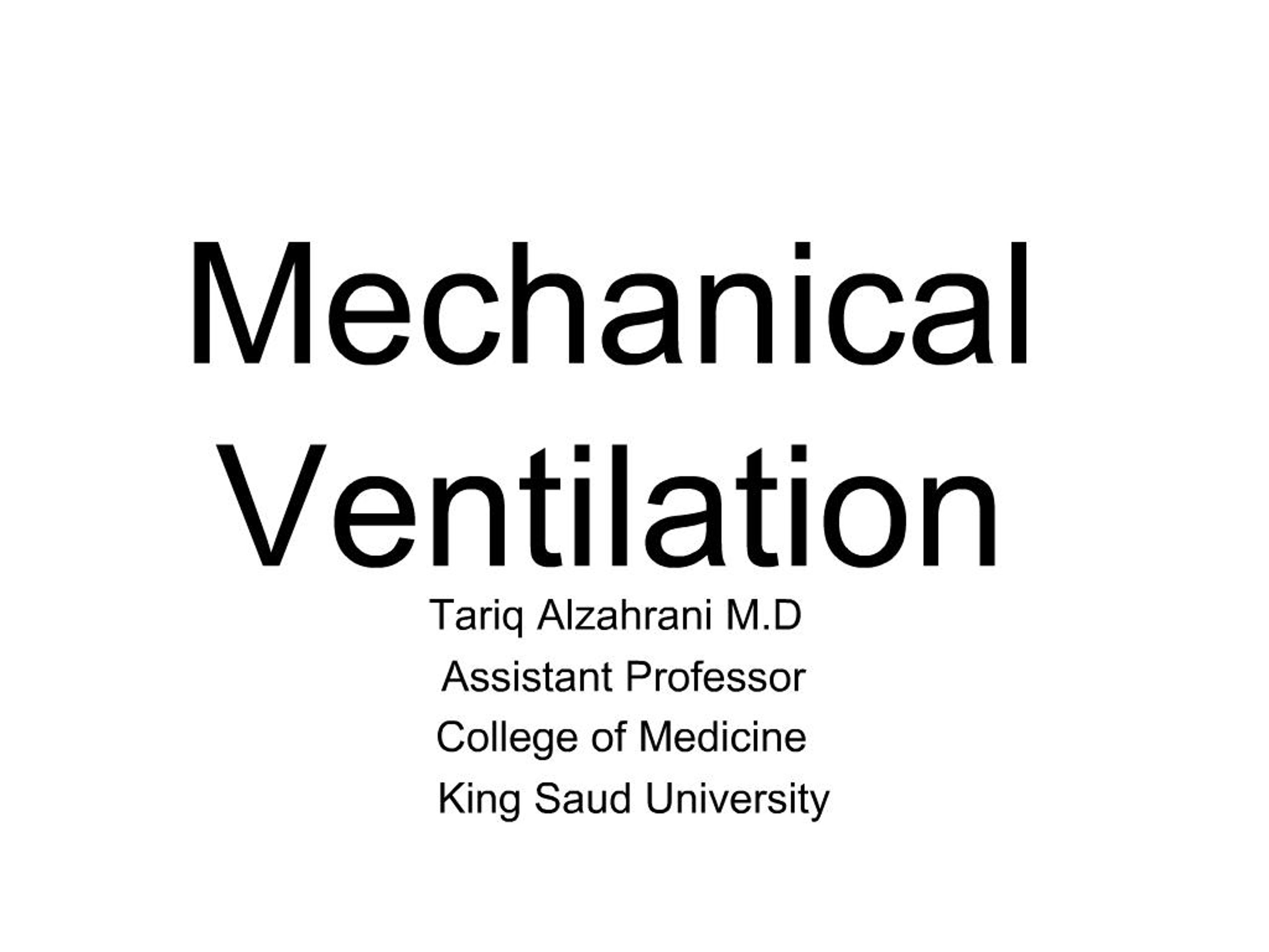 PPT - Mechanical Ventilation PowerPoint Presentation, free download ...