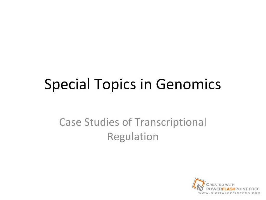 PPT Special Topics In Genomics PowerPoint Presentation Free Download