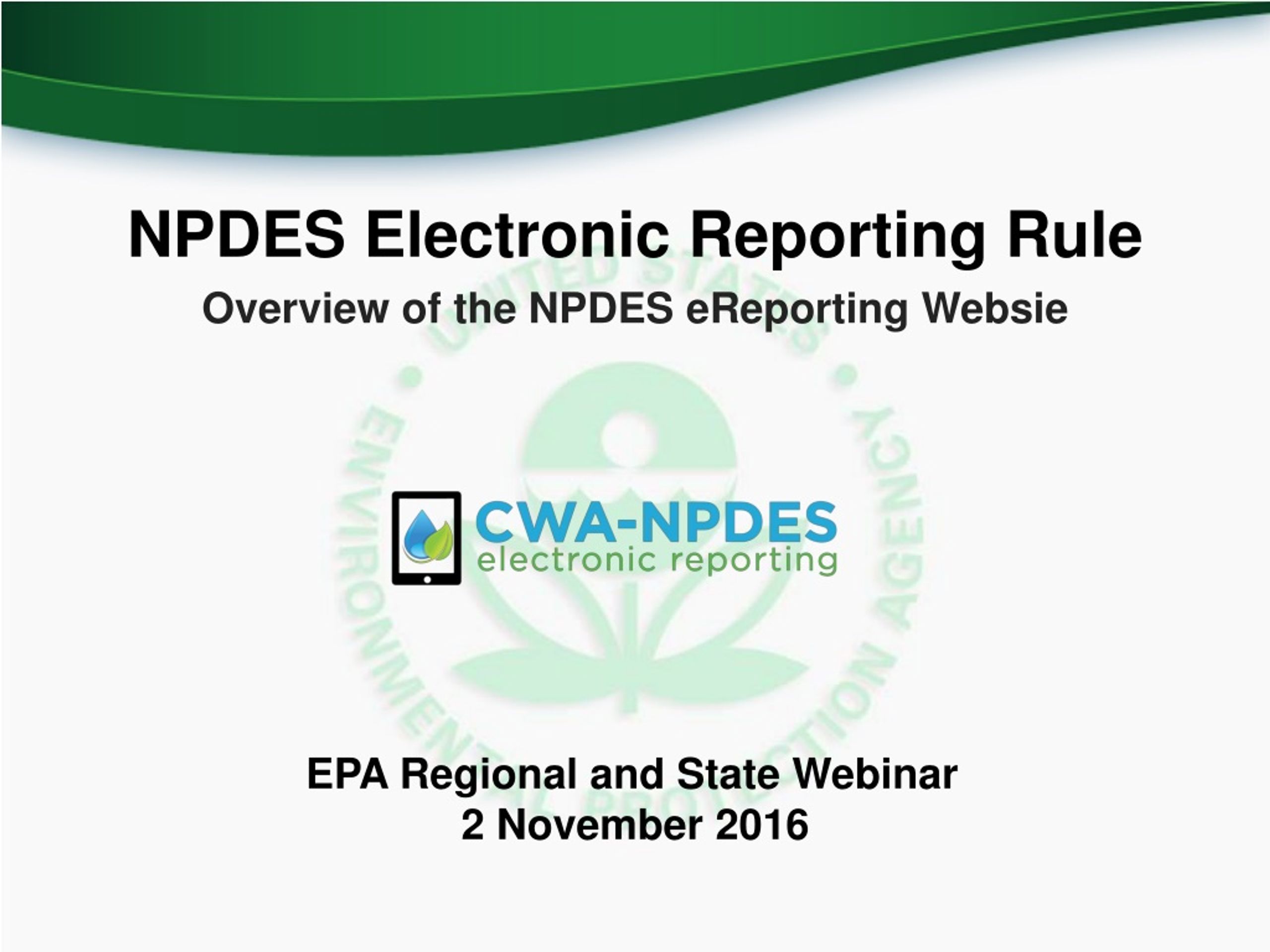 PPT - NPDES Electronic Reporting Rule PowerPoint Presentation, free ...