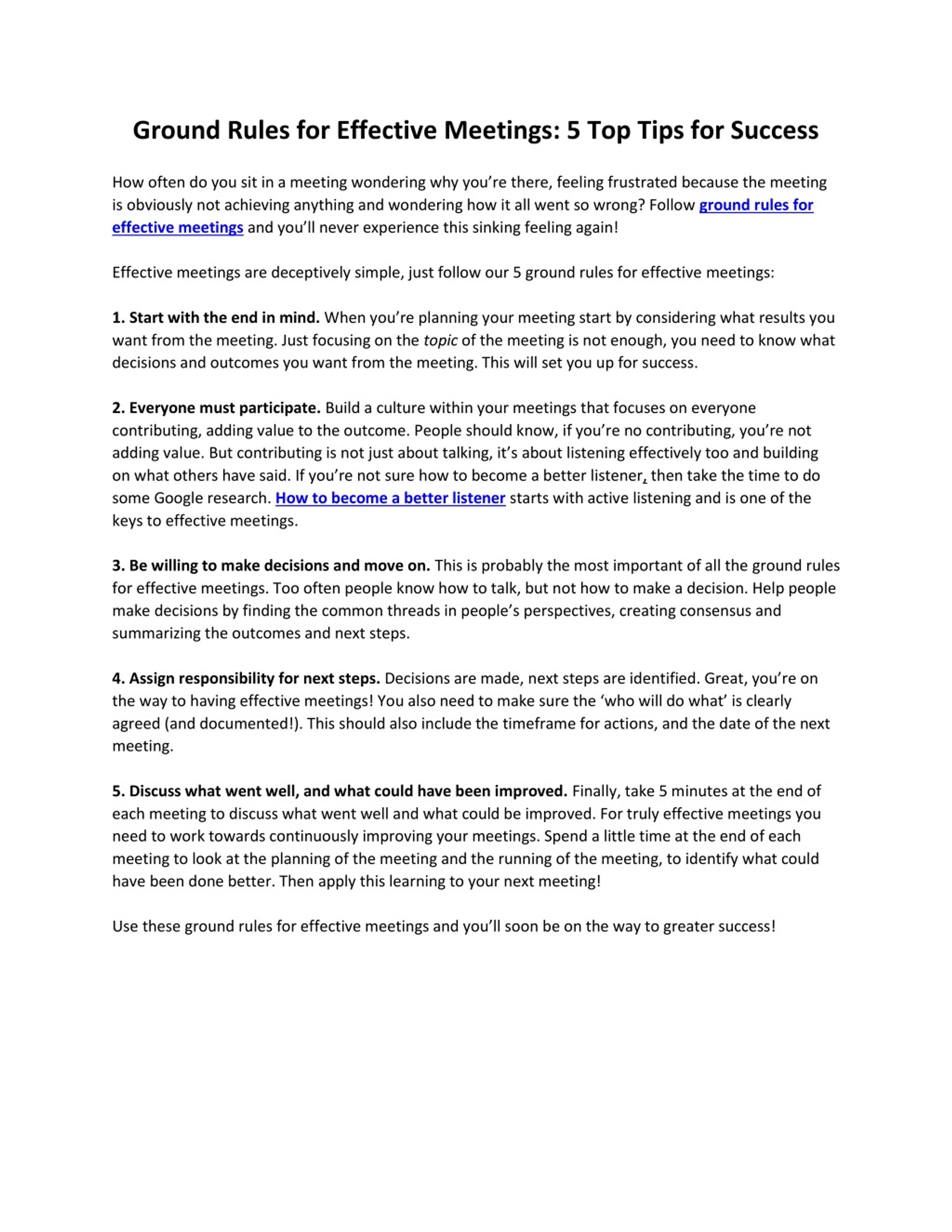 PPT - Ground Rules for Effective Meetings: 5 Top Tips for Success ...