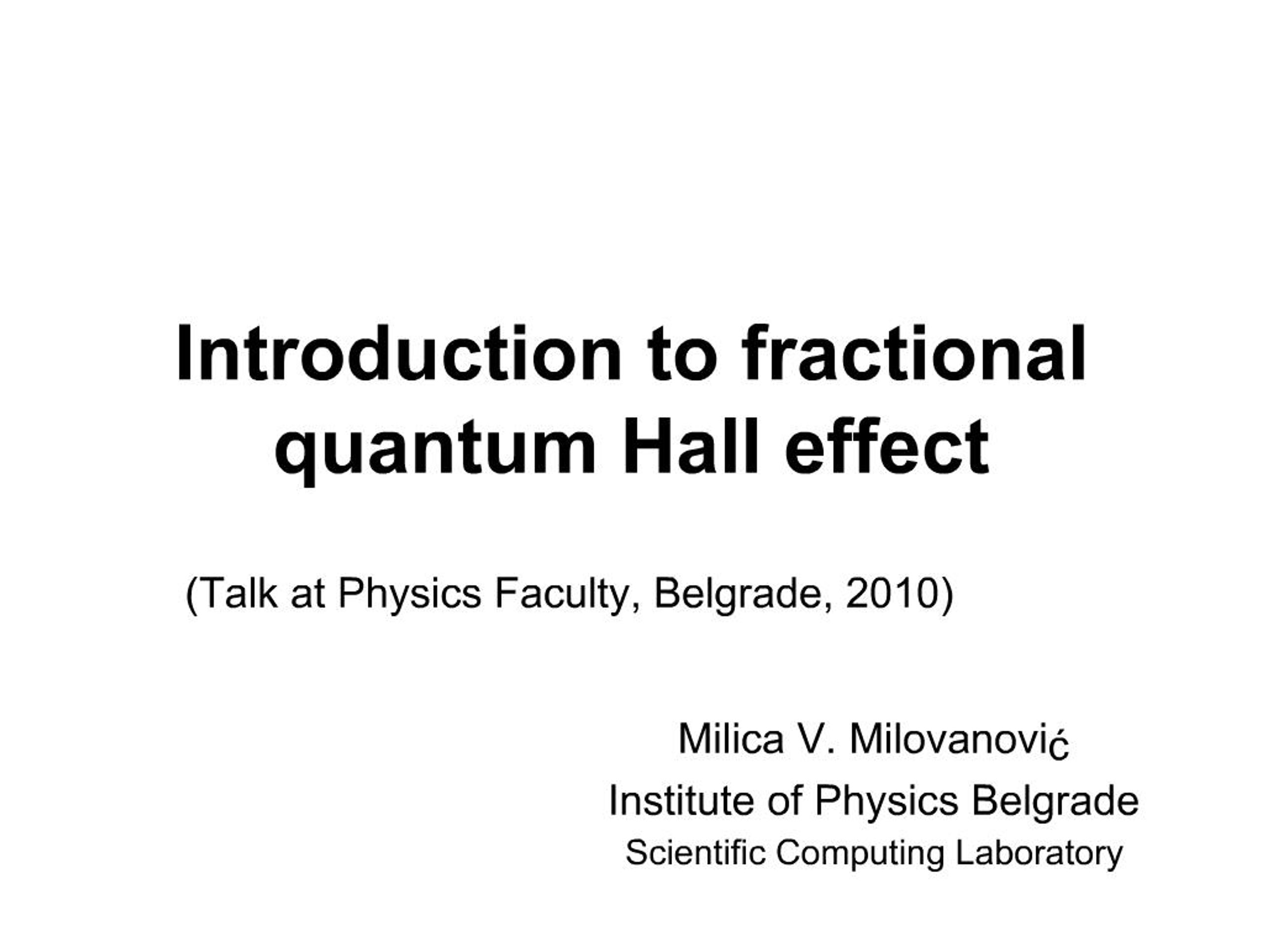 PPT - Introduction to fractional quantum Hall effect PowerPoint ...