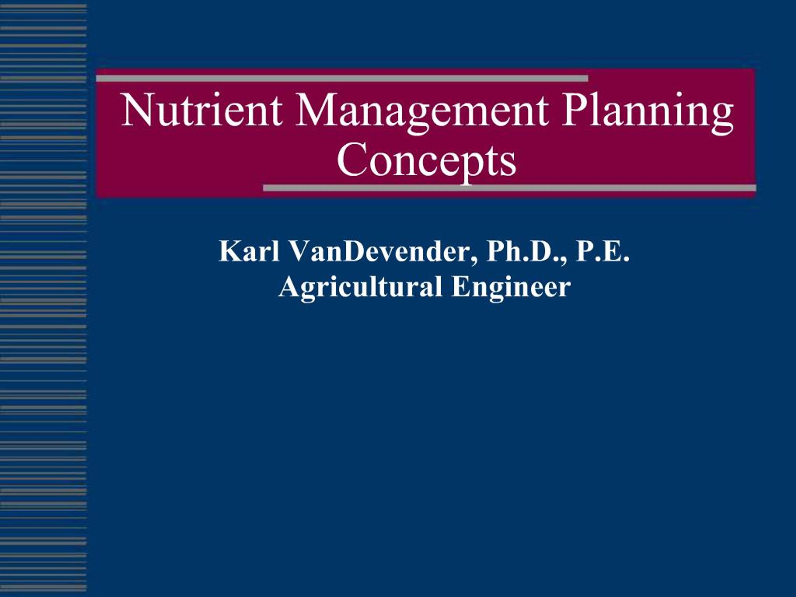 PPT - Nutrient Management Planning Concepts PowerPoint Presentation ...