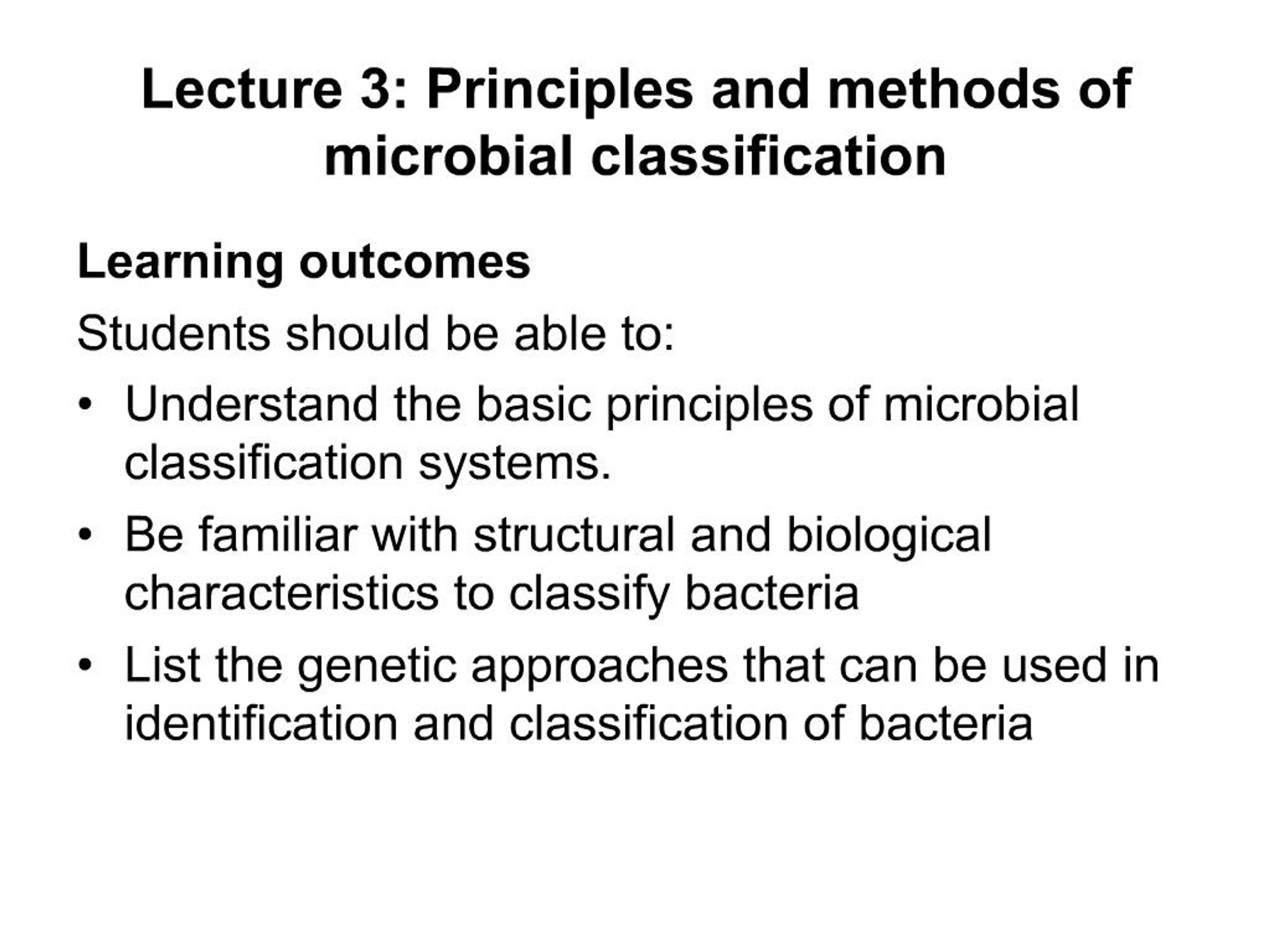 PPT - Microbial Classification Methods: Principles and Techniques ...