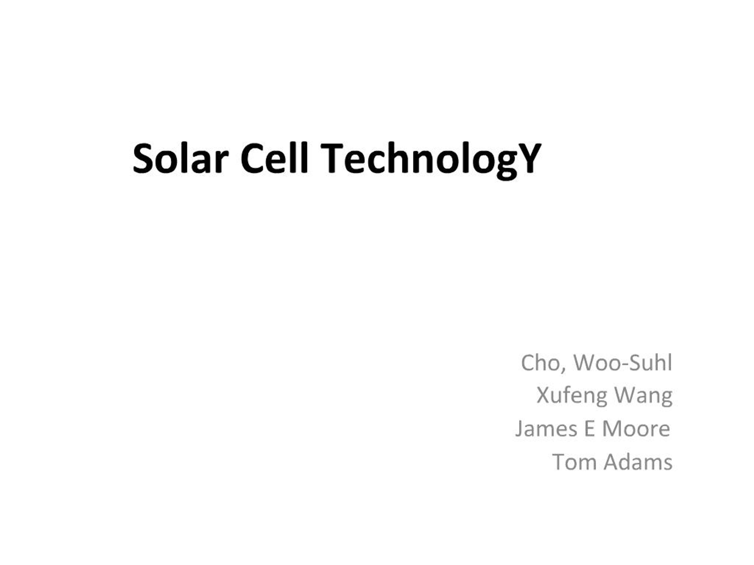 PPT - Solar Cell TechnologY PowerPoint Presentation, free download - ID ...