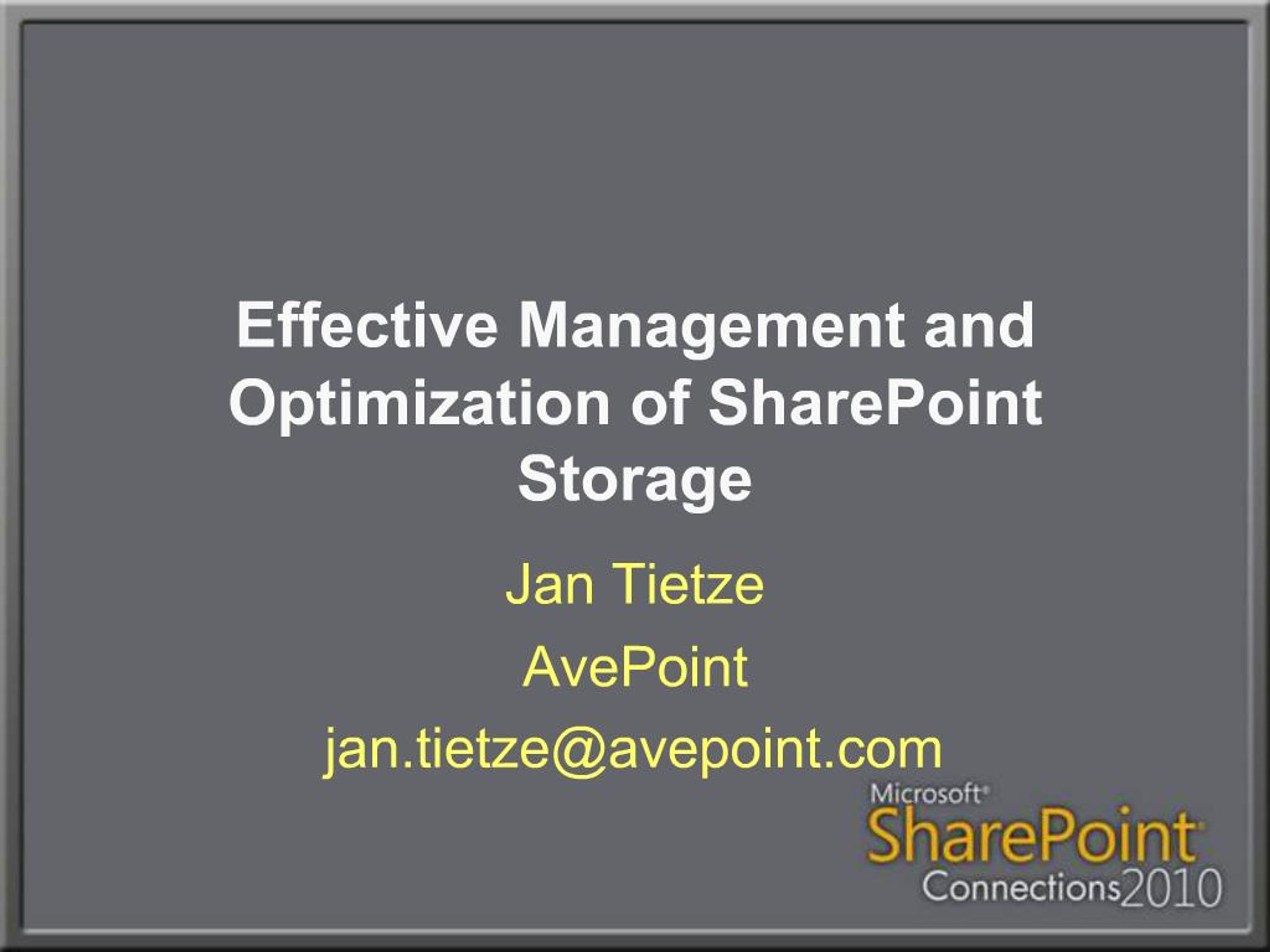PPT - Effective Management and Optimization of SharePoint Storage ...