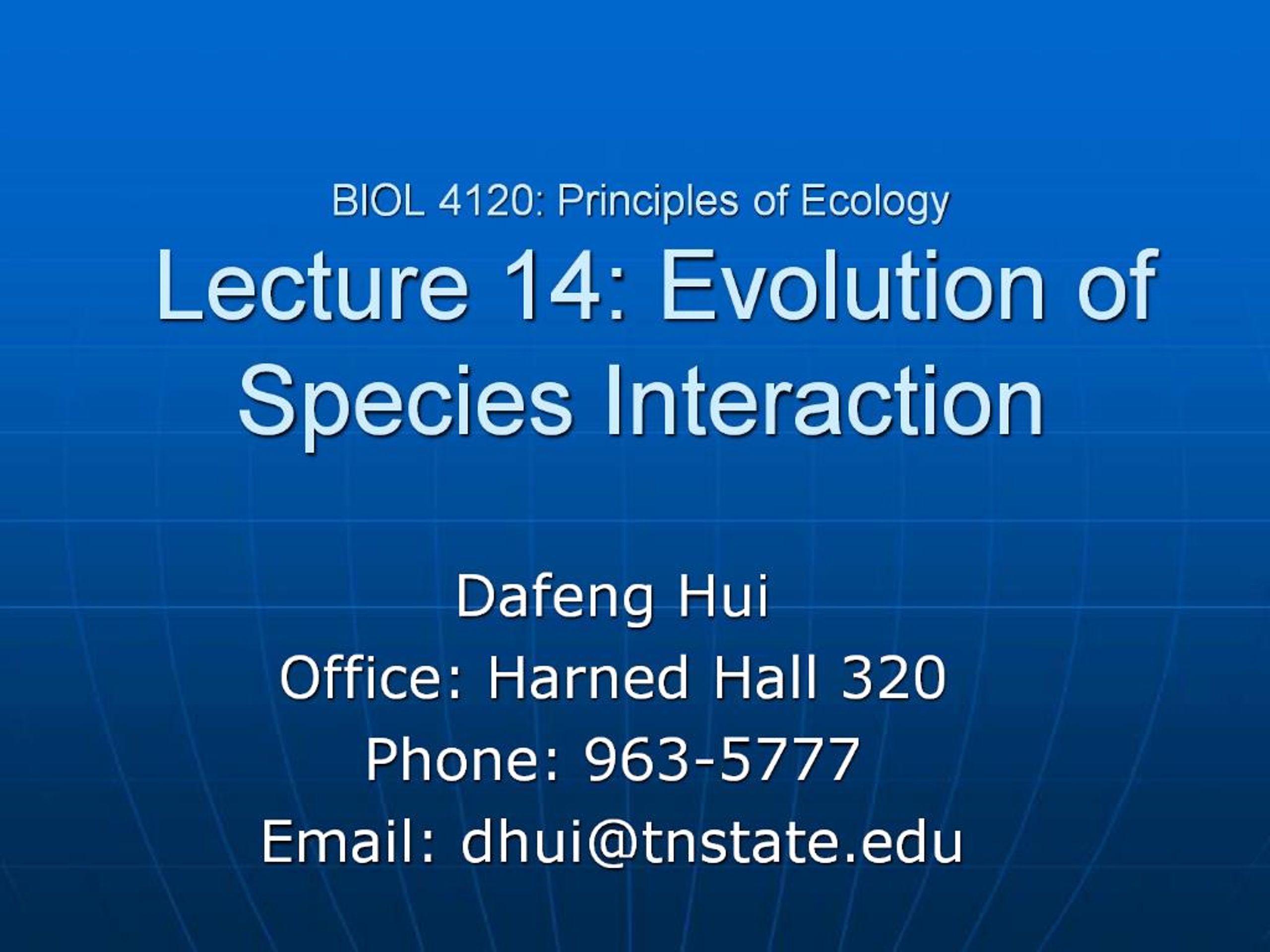 PPT - Evolution of Competitive Ability in Species Interaction ...