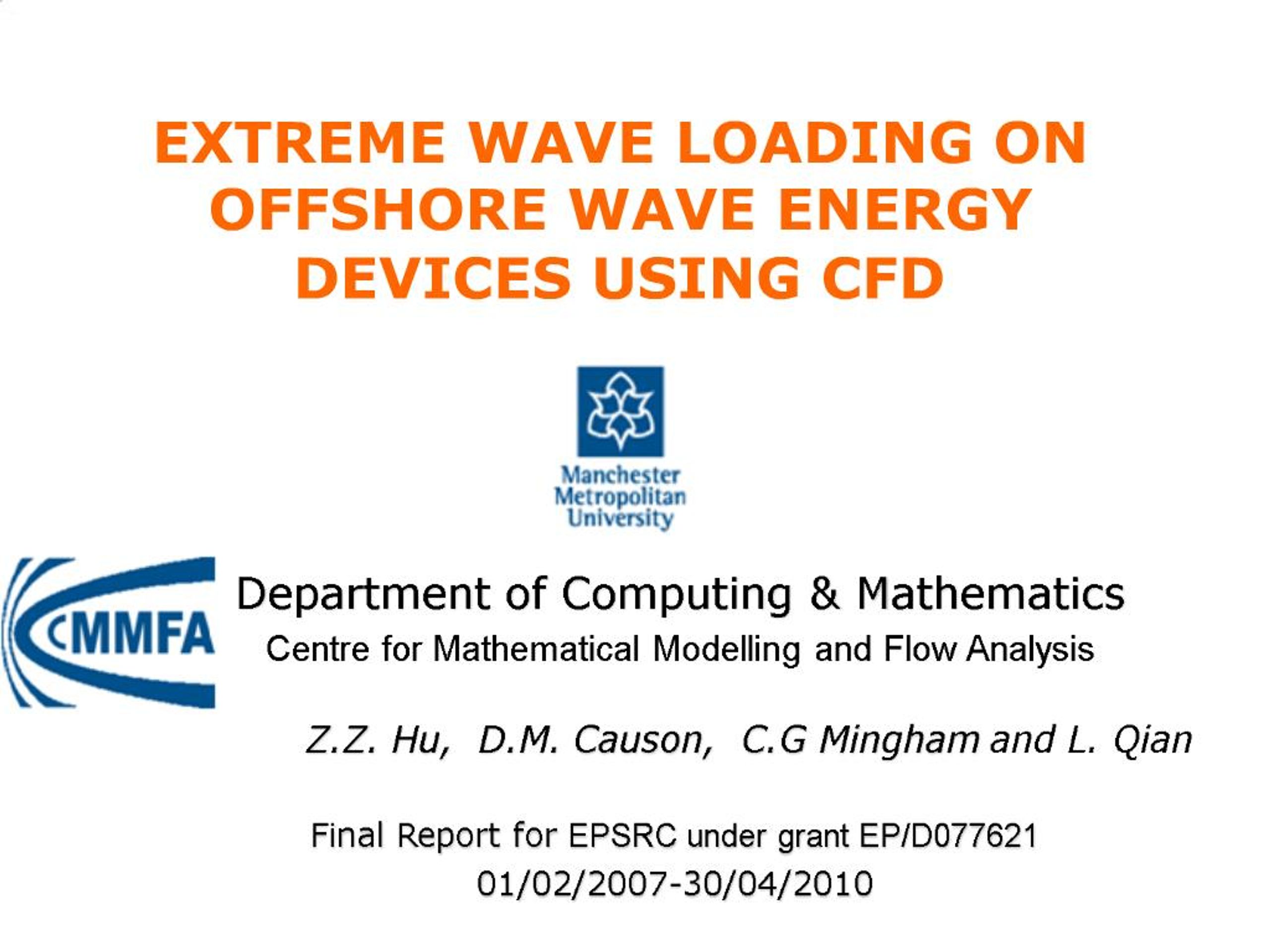 PPT - EXTREME WAVE LOADING ON OFFSHORE WAVE ENERGY DEVICES USING CFD ...