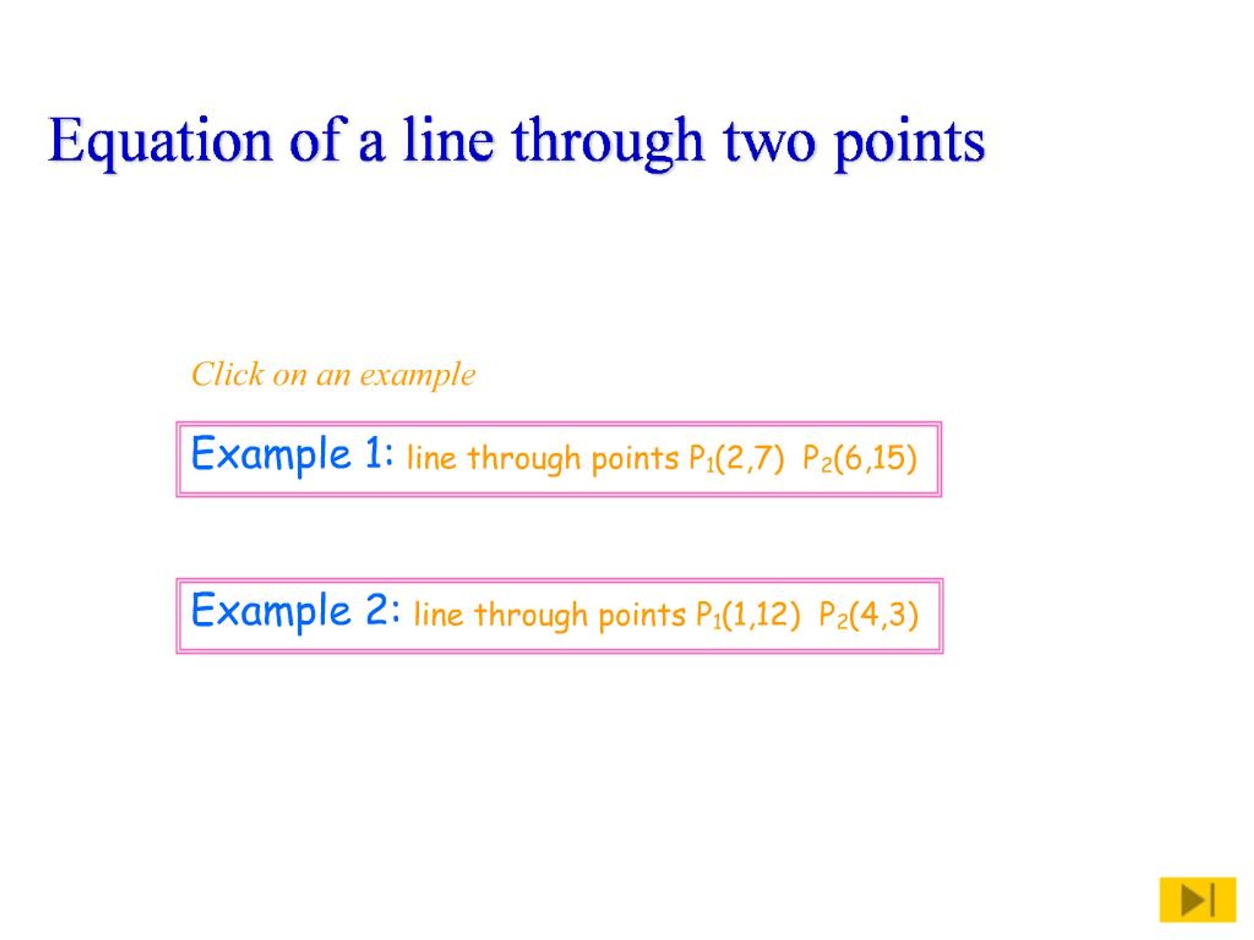 PPT - Line Equation Solver: Calculating the Line Passing Through Two ...
