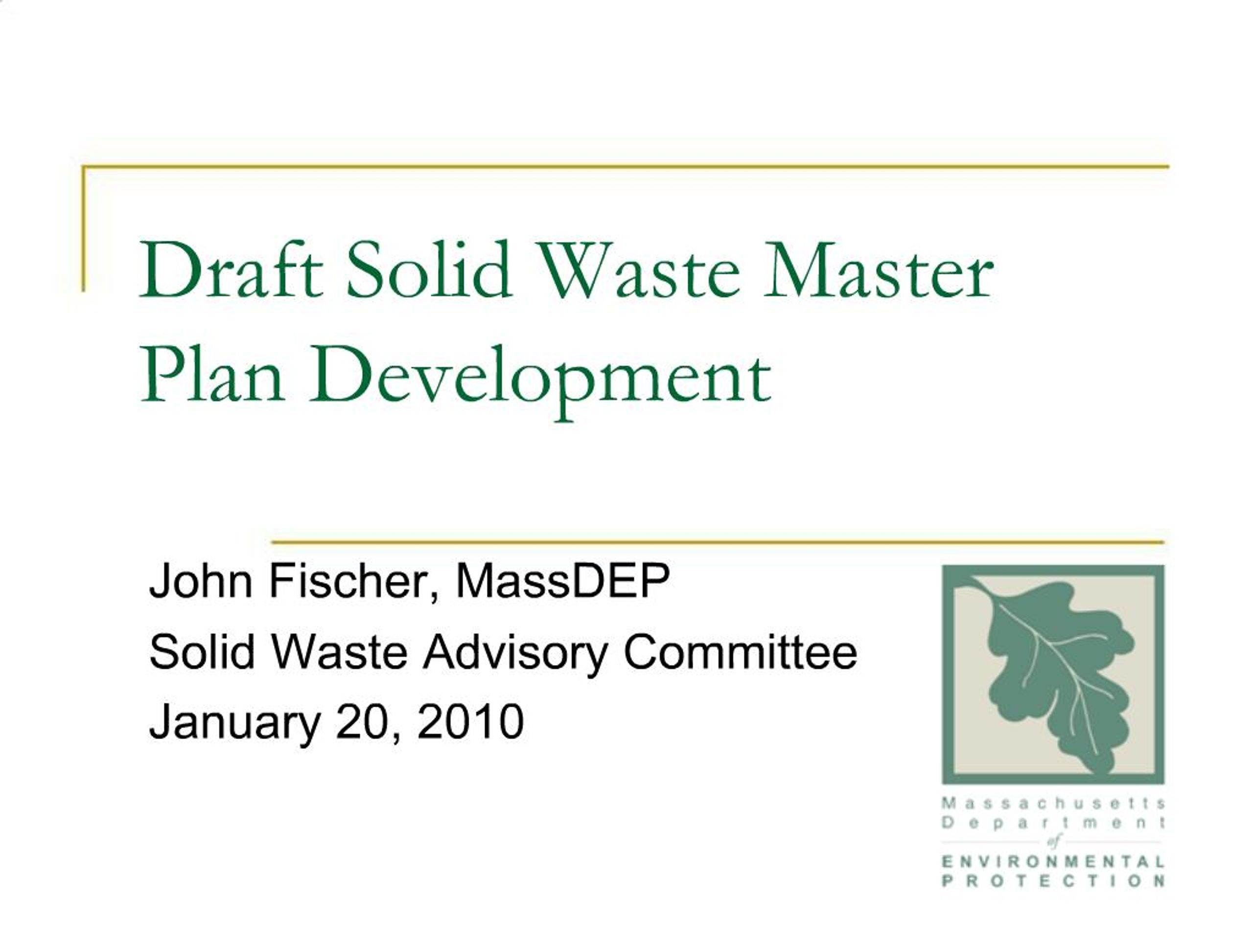 PPT - Draft Solid Waste Master Plan Development PowerPoint Presentation ...